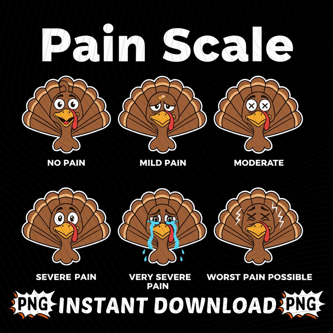 Turkey Pain Scale PNG: Funny Thanksgiving Humor Design (digital ...