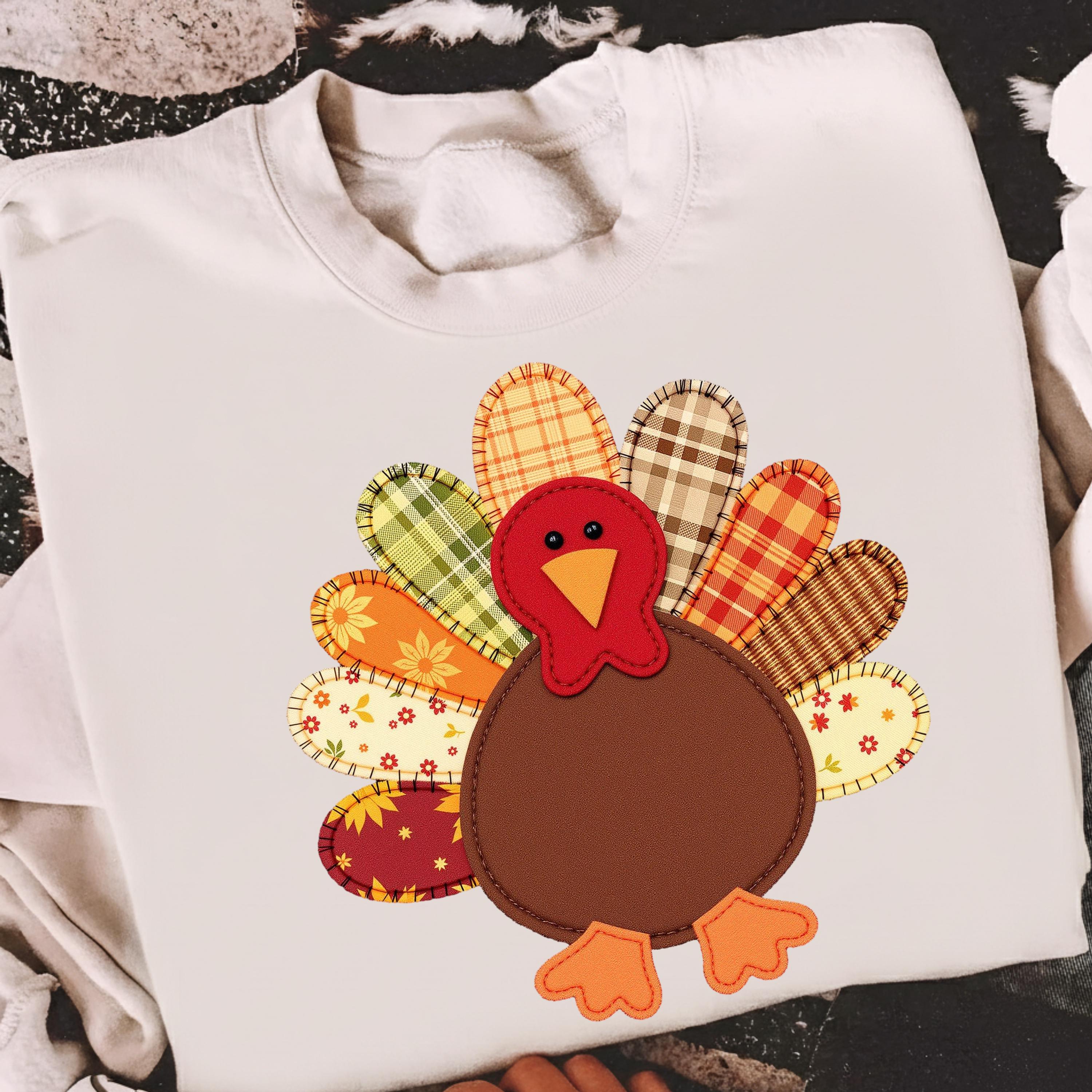 Patchwork Turkey PNG, Quilted Thanksgiving Turkey Clipart, Fall Harvest ...