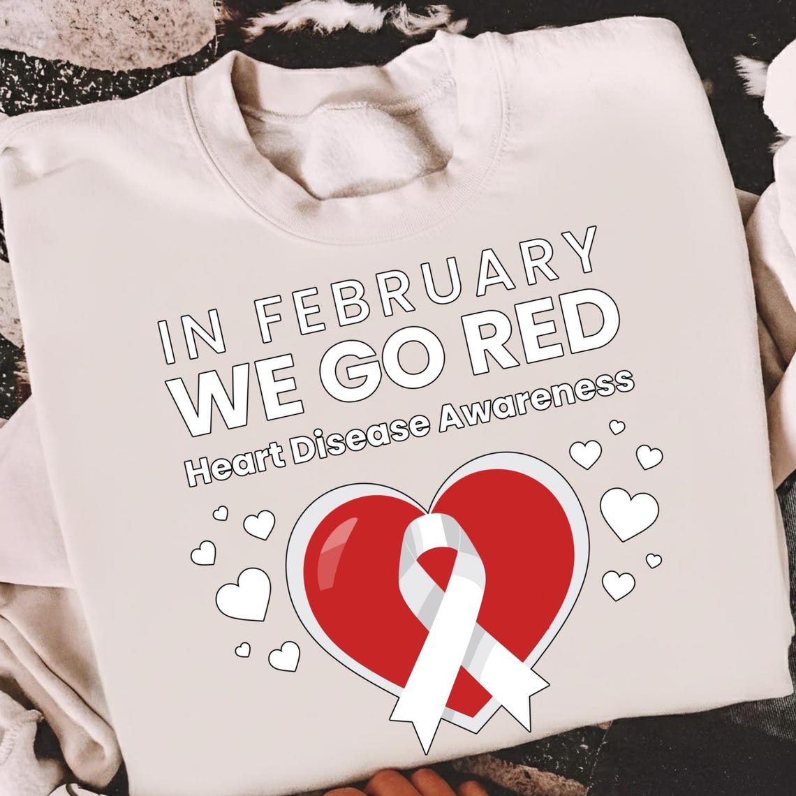 In February We Go Red PNG, Heart Disease Awareness Heart Ribbon Shirt ...