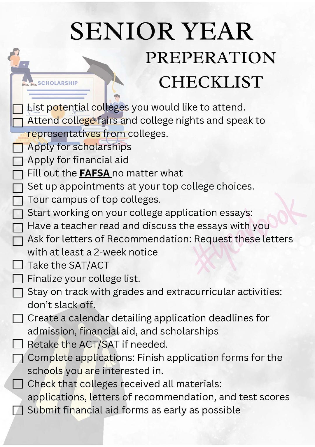 High School Graduation Checklist - Etsy