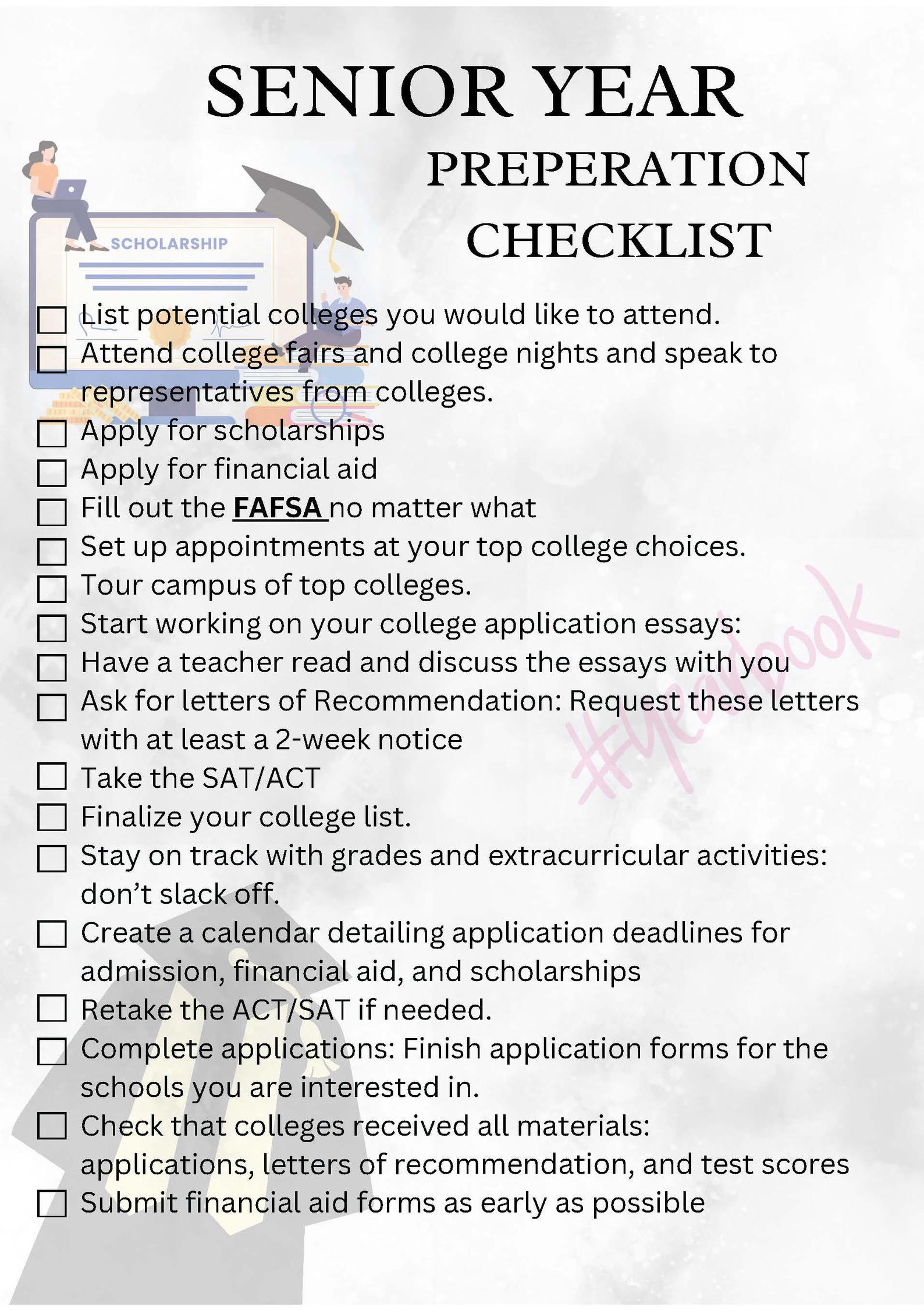 High School Graduation Checklist - Etsy