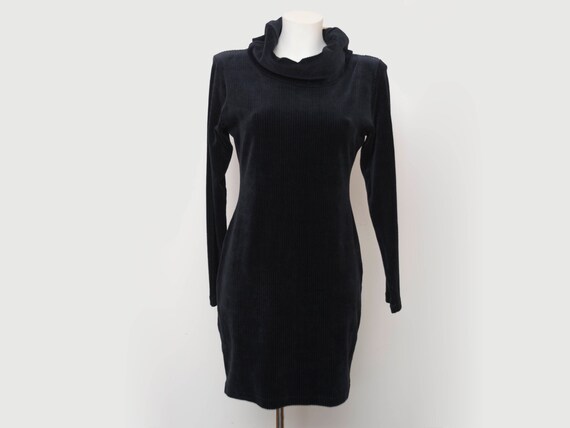 Vintage long sleaved loose turtleneck elastic corduro… - Gem