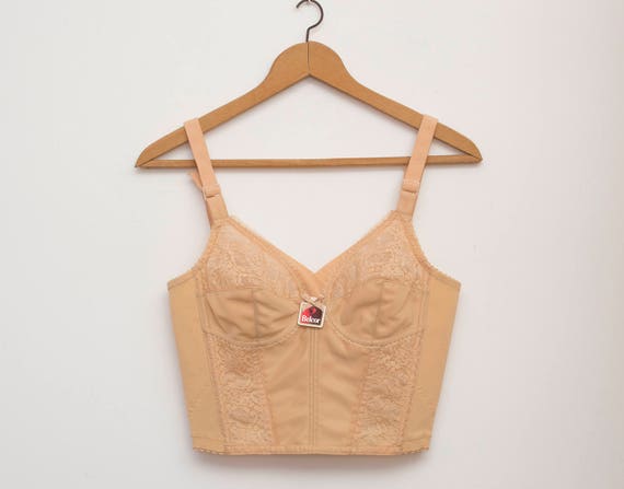 longline bra lace dead stock Vintage nude - Gem