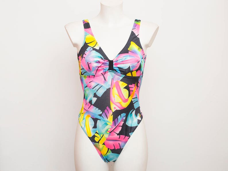 One Piece 90s Swimsuit NOS Vintage High Cut Multicolor - Etsy