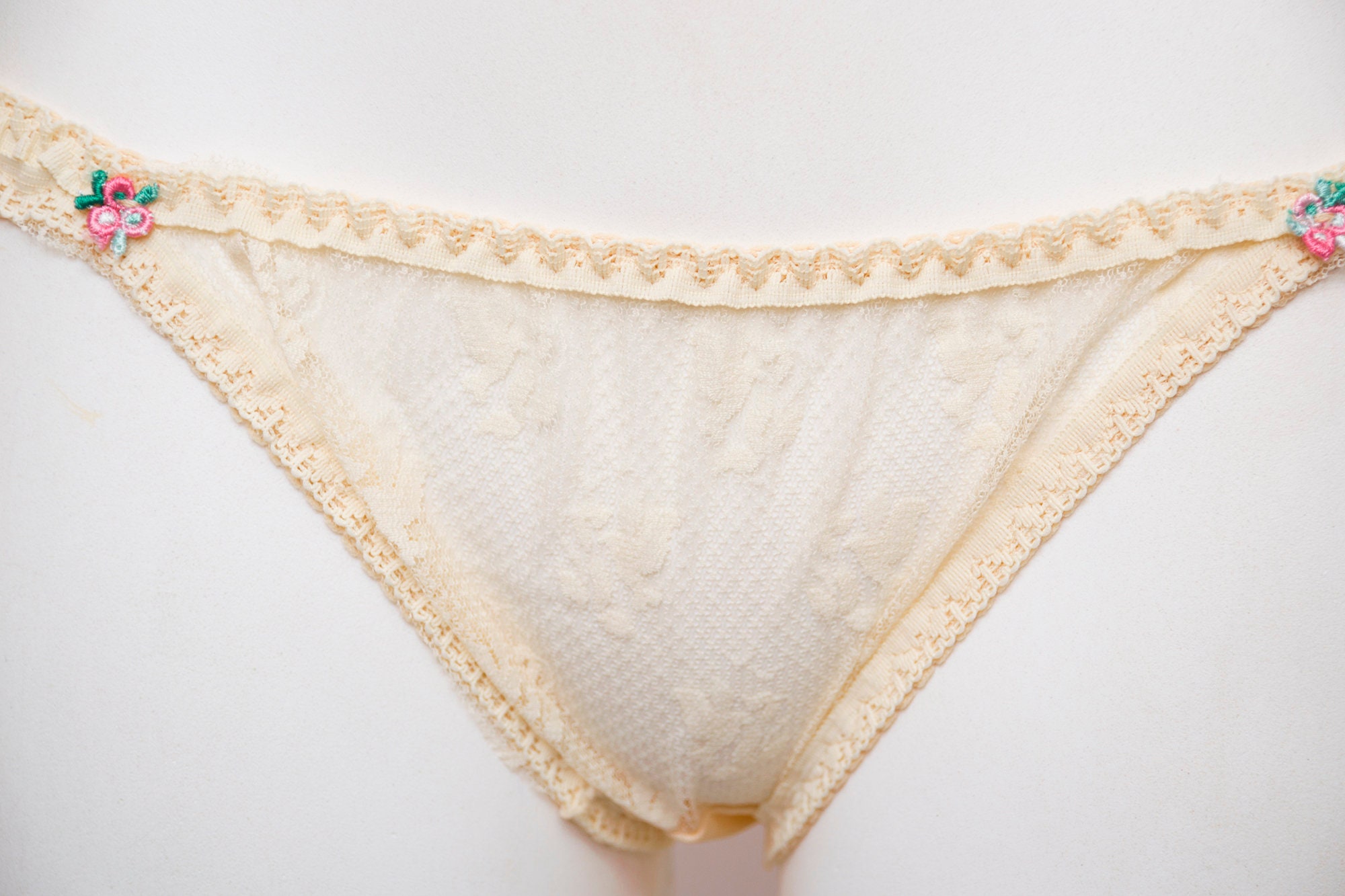 Vintage Sheer Lace String Panties Beige Dead Stock 70s Low Rise - Etsy ...