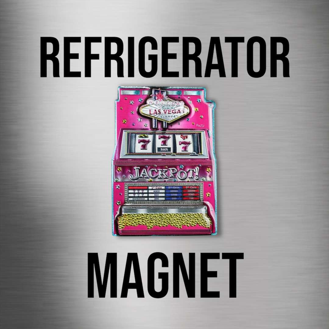 Fridge Magnet Las Vegas 2D Pink Slot Machine Magnet – Jackpot Souvenir ...