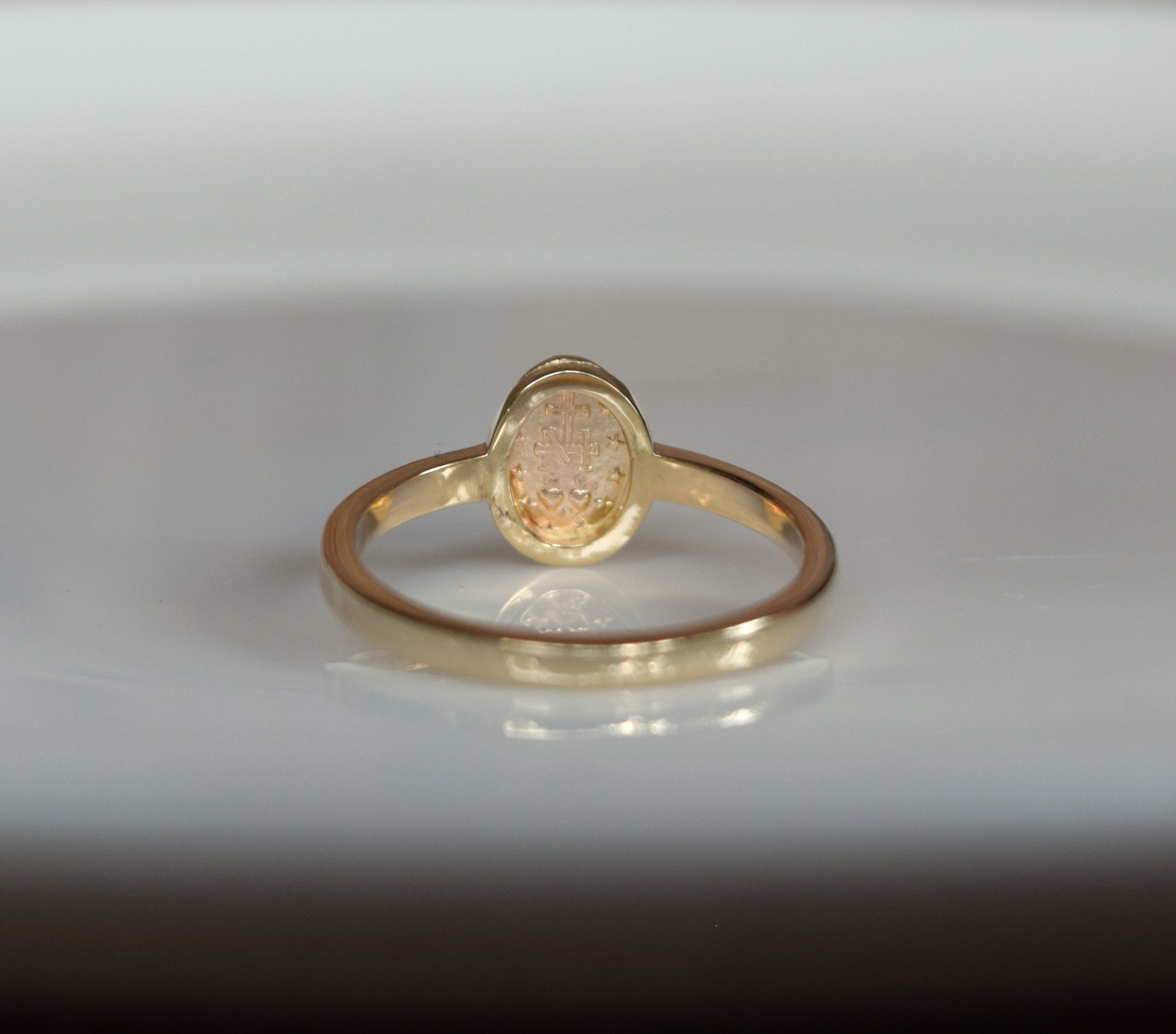 Miraculous Medal Ring Solid Gold 14kt Yellow Gold Ring - Etsy