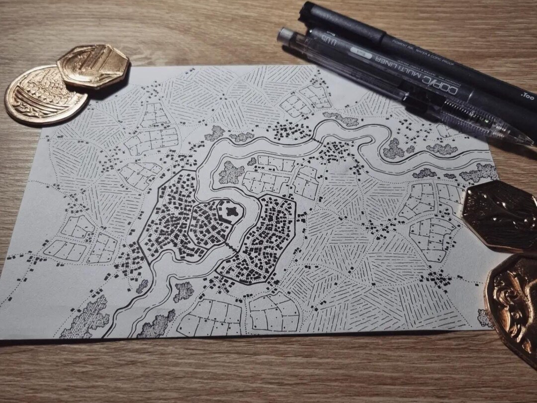Custom Hand-drawn Fantasy Map - Etsy