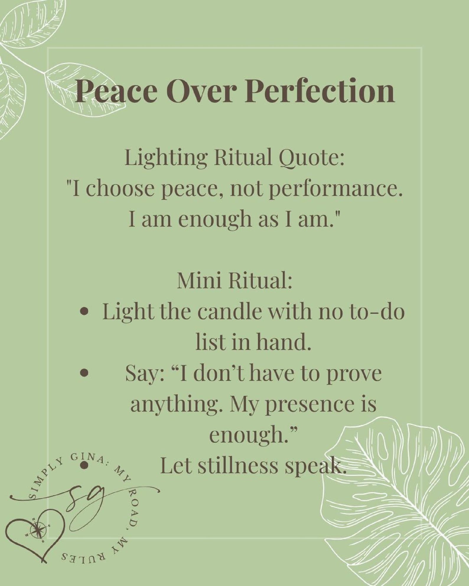 Lighting Ritual Card – Peace Over Perfection | Free Download With ...
