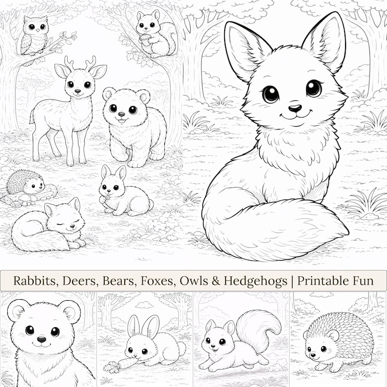 Woodland Animal Coloring Pages | Forest Animals | Printable PDF | Fox ...