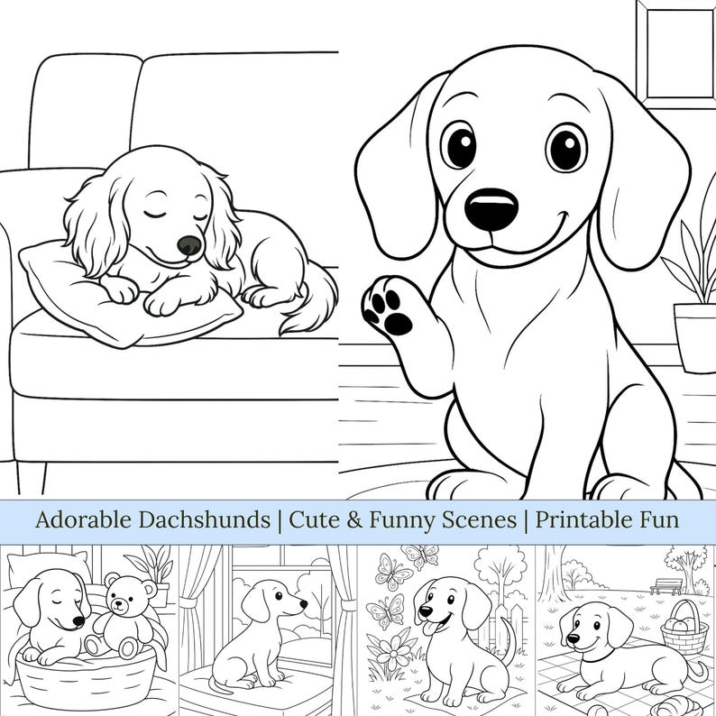 Dachshund Coloring Pages for Kids & Adults – 22 Sheets | A4 Printable ...
