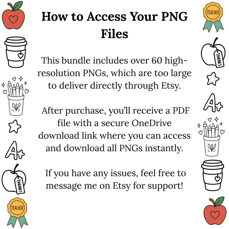 Teacher Thank You Clipart Bundle: Doodle Art, Stickers (PNG & JPEG ...