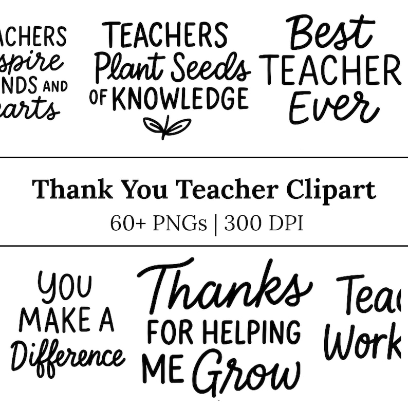 Teacher Thank You Clipart Bundle: Doodle Art, Stickers (PNG & JPEG ...