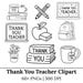 Teacher Thank You Clipart Bundle: Doodle Art, Stickers (PNG & JPEG ...
