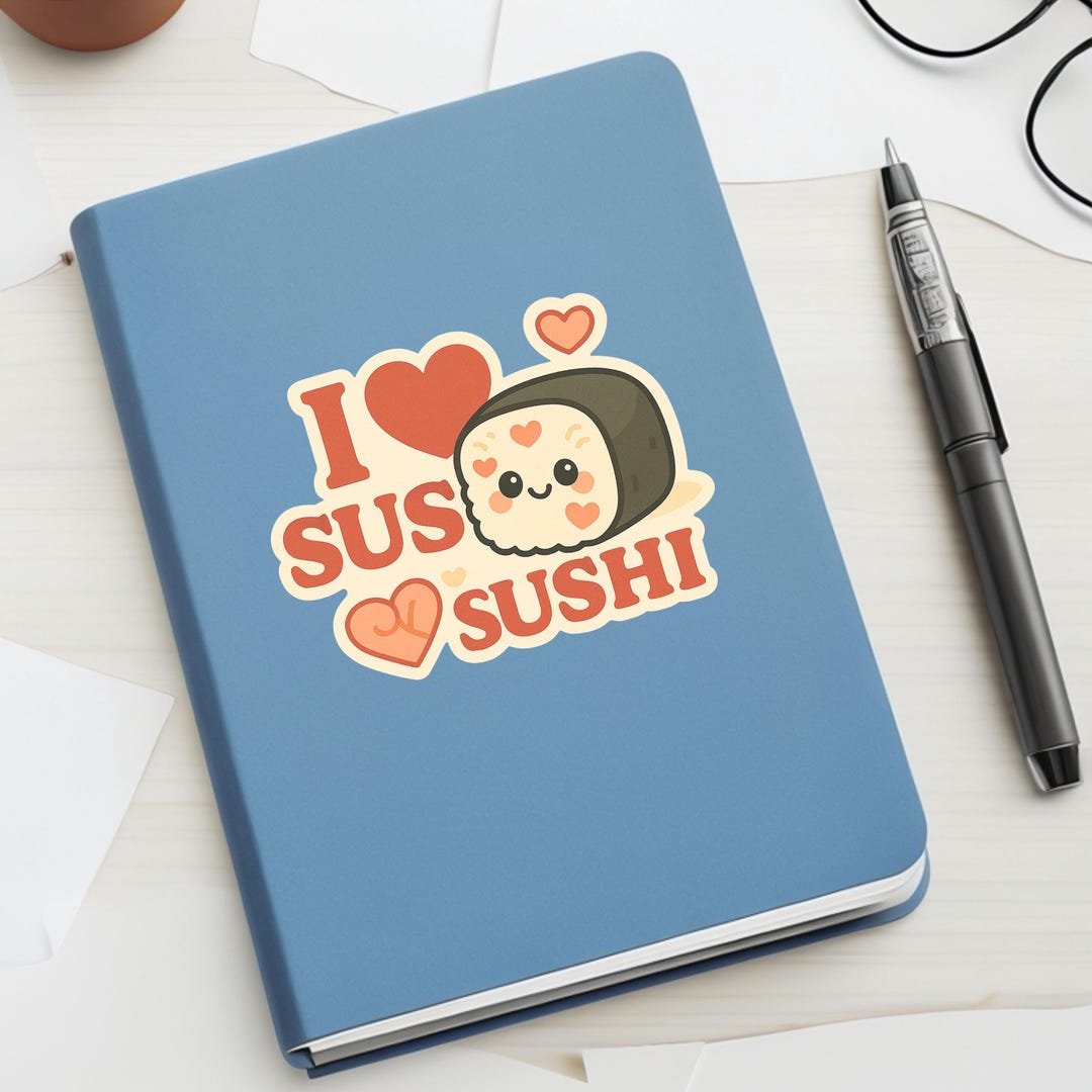 I Love Sus Sushi Printable Sticker – Funny Kawaii Meme Art, Digital PNG ...