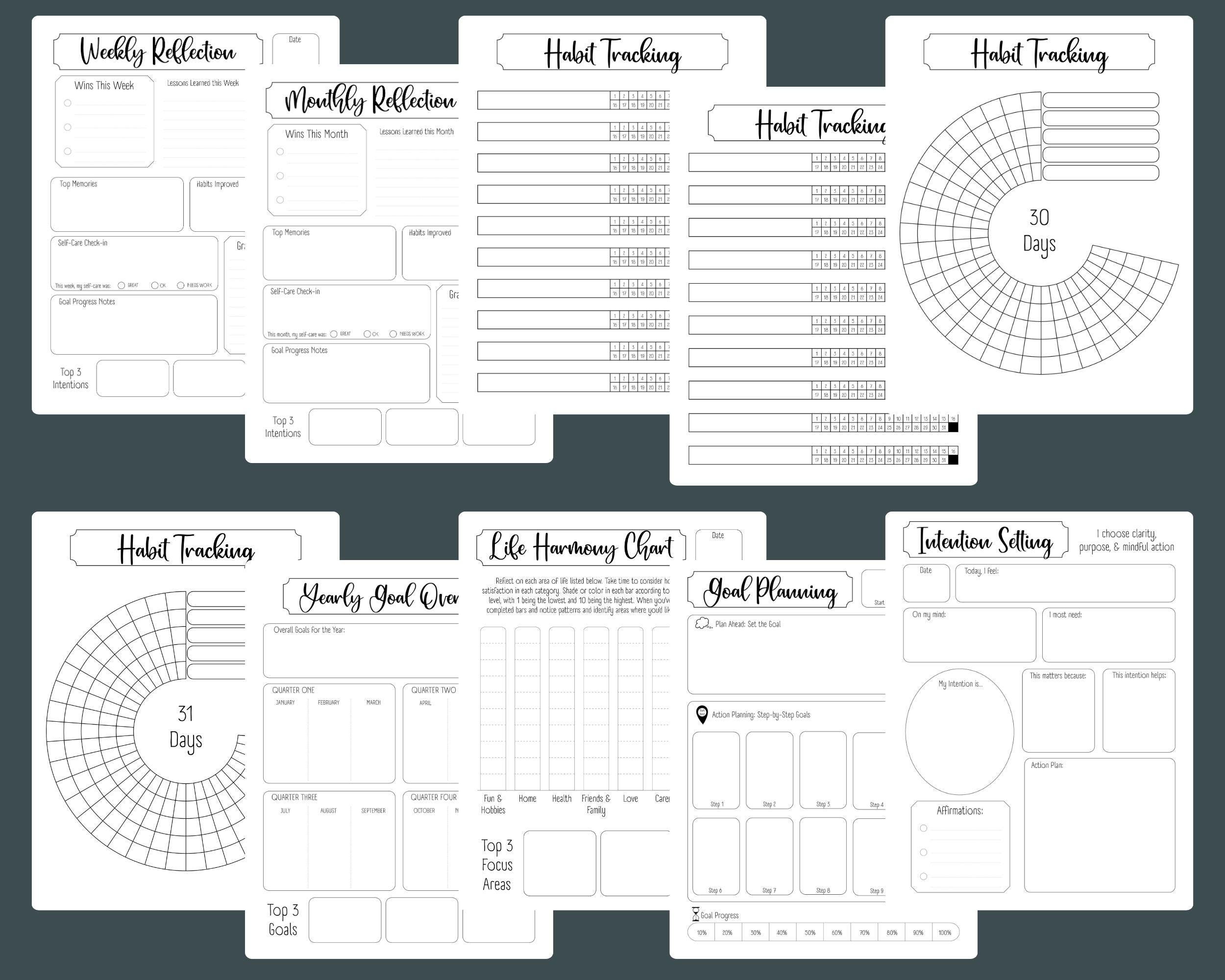 Printable Vision Board Kit | Minimalist Printable Vision Board Template ...