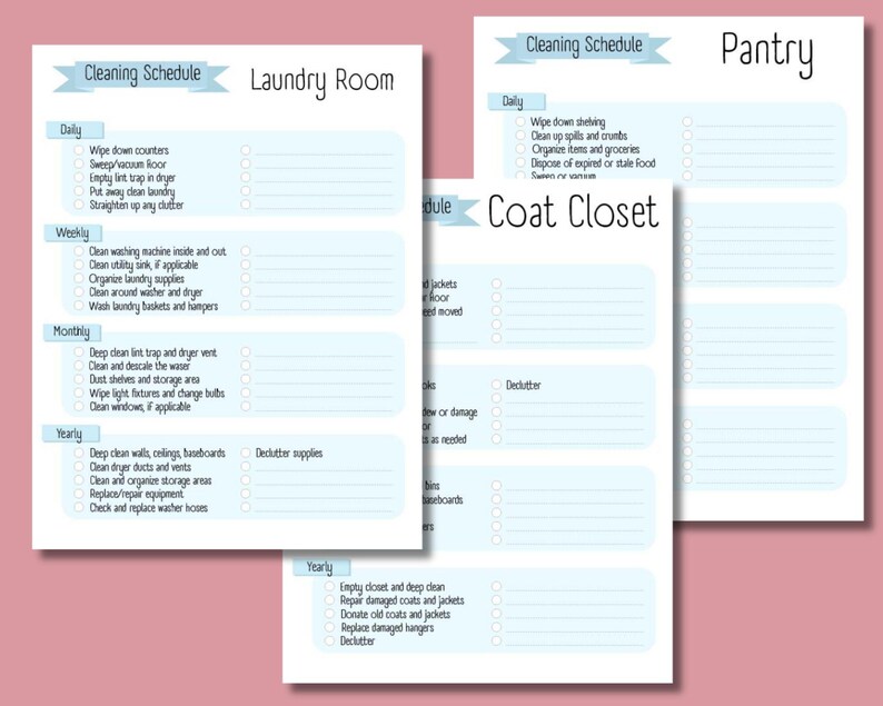 Cleaning Checklist Printable | Daily Weekly Monthly Yearly Cleaning ...