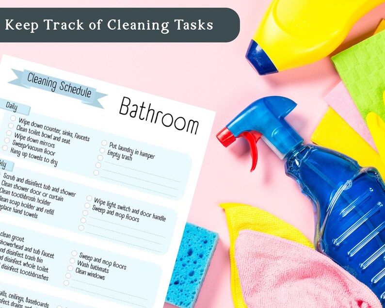 Cleaning Checklist Printable | Daily Weekly Monthly Yearly Cleaning ...