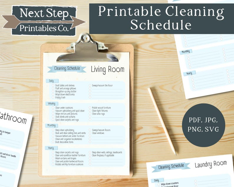 Cleaning Checklist Printable | Daily Weekly Monthly Yearly Cleaning ...