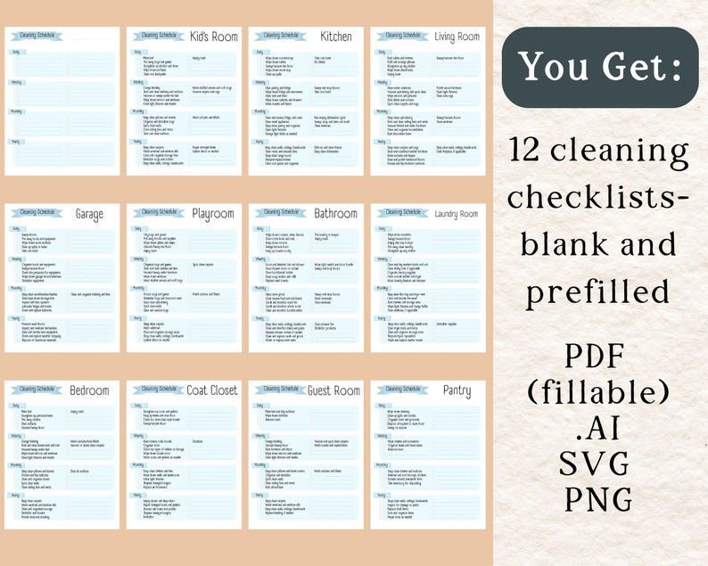 Cleaning Checklist Printable | Daily Weekly Monthly Yearly Cleaning ...