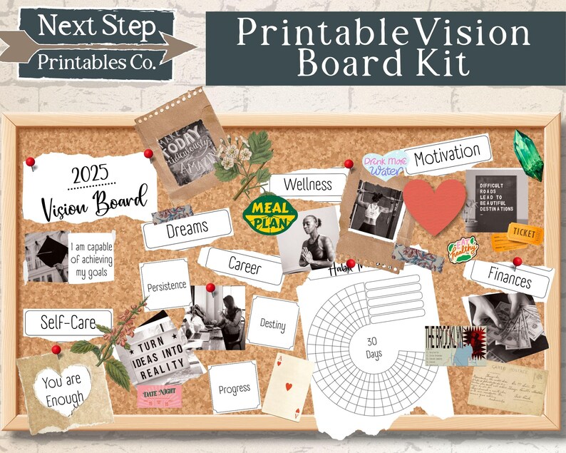 Printable Vision Board Kit | Minimalist Printable Vision Board Template ...