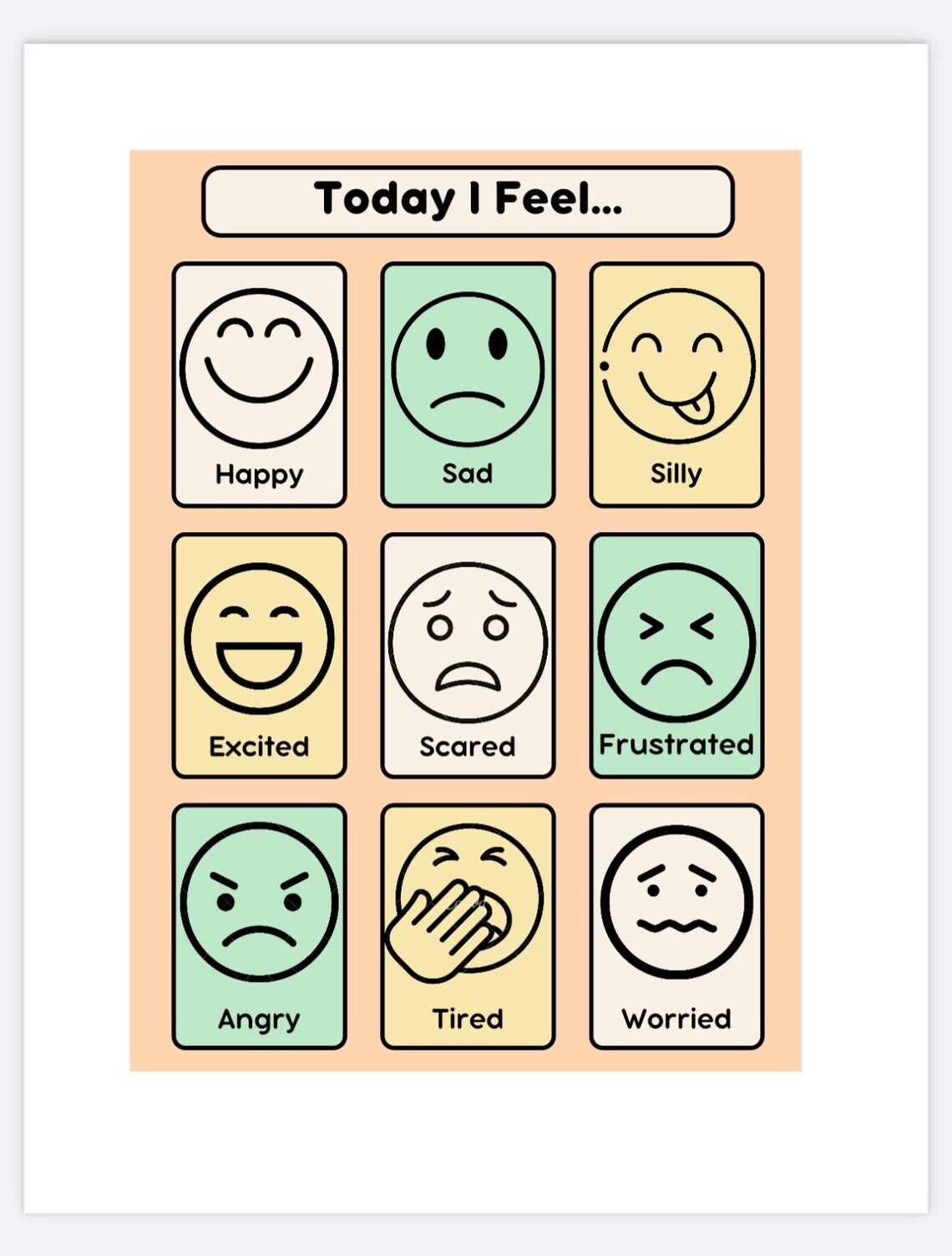 Toddler Feelings Chart - Etsy