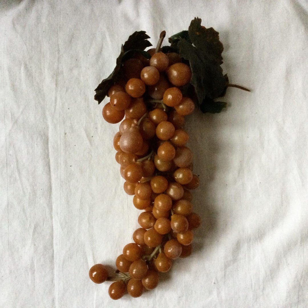 Vintage Faux Fake Amber Brown Rubber Grapes Grape Cluster Bunch Decor W ...