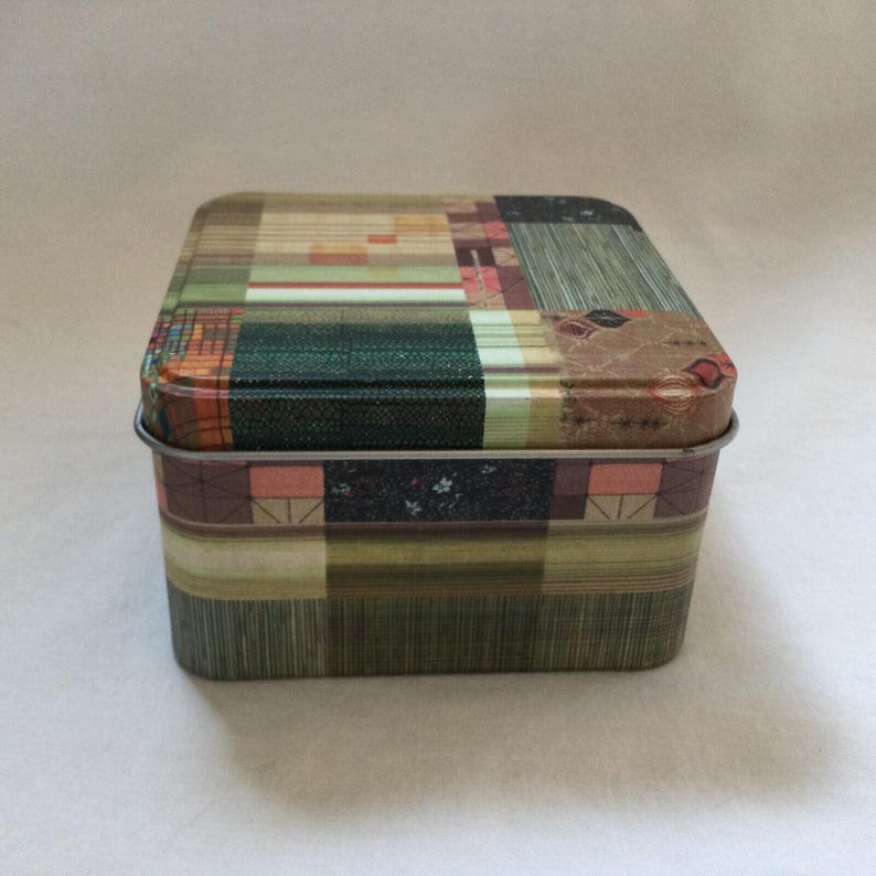 2002 Fossil Watch Wallet Empty Tin Metal Box Multicolor Patchwork ...