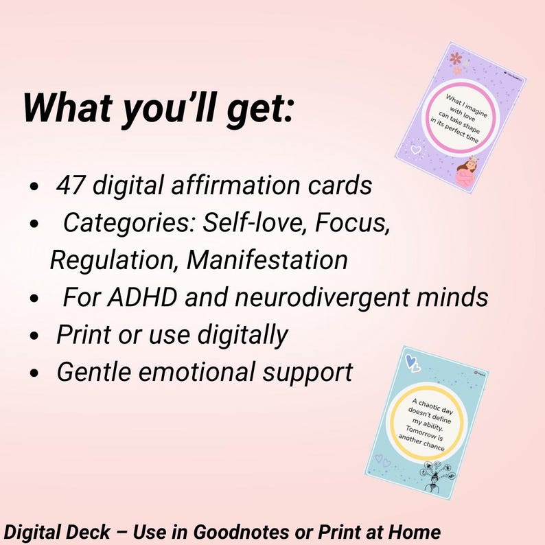ADHD Affirmation Cards – Printable Deck for Focus, Motivation ...