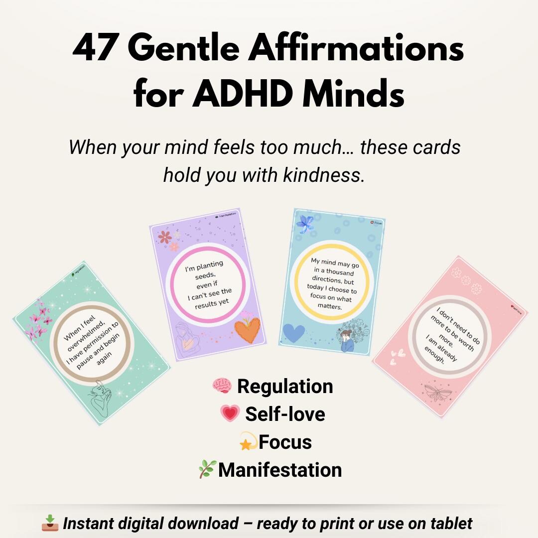 ADHD Affirmation Cards – Printable Deck for Focus, Motivation ...