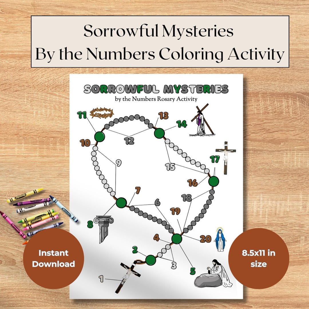 Rosary by the Numbers Coloring Activity | Sunday School Activity ...
