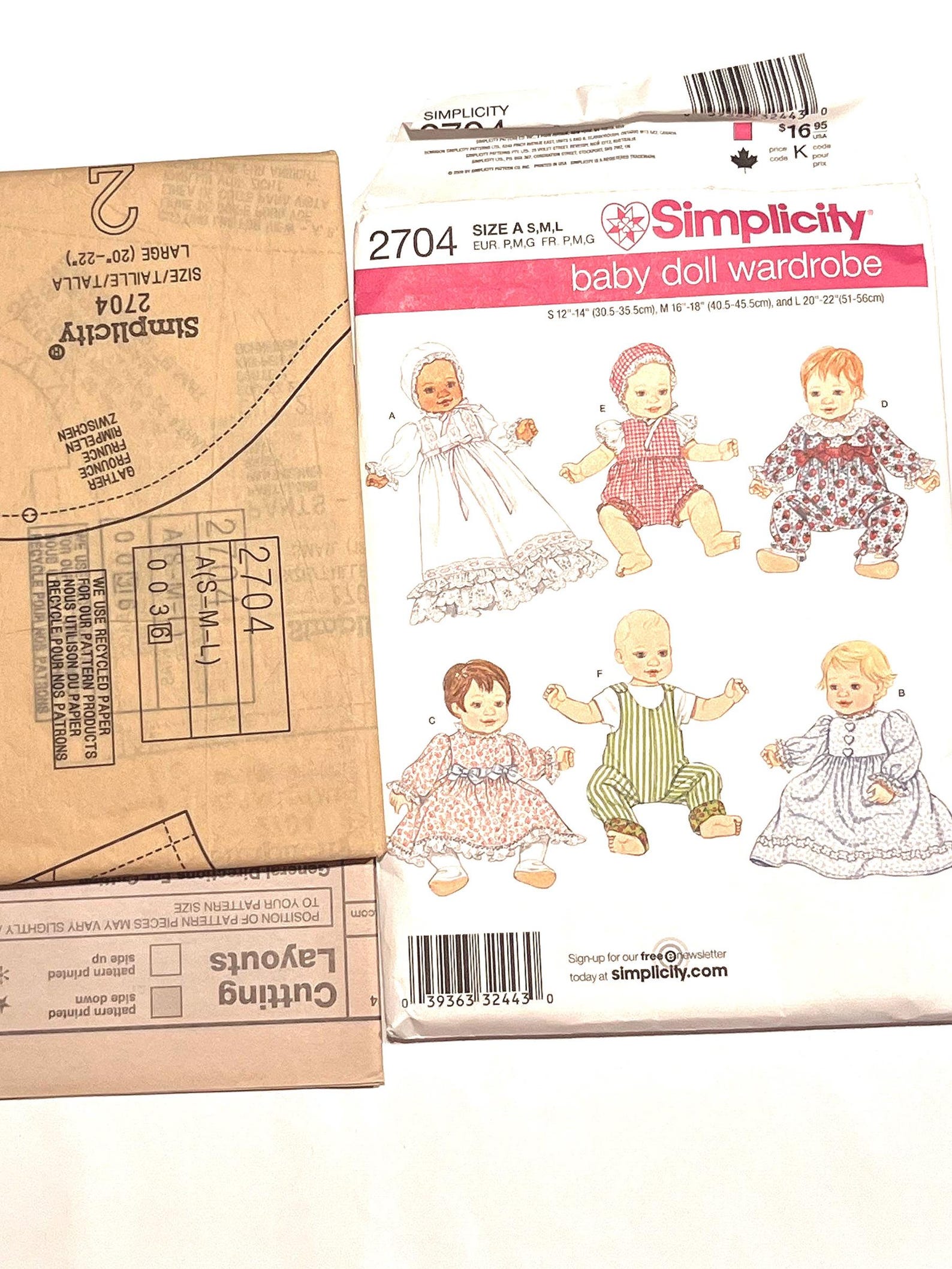 Doll Clothes Un-cut Sewing Patterns | Vintage Patterns | 18”, 15 ...