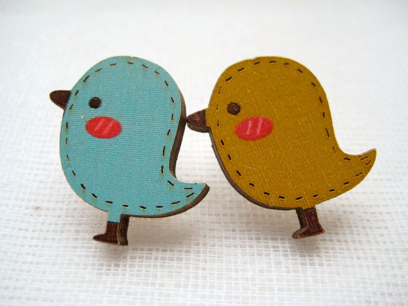Wood Laser Cut Blue Bird Pin Tweet Tweet - Etsy