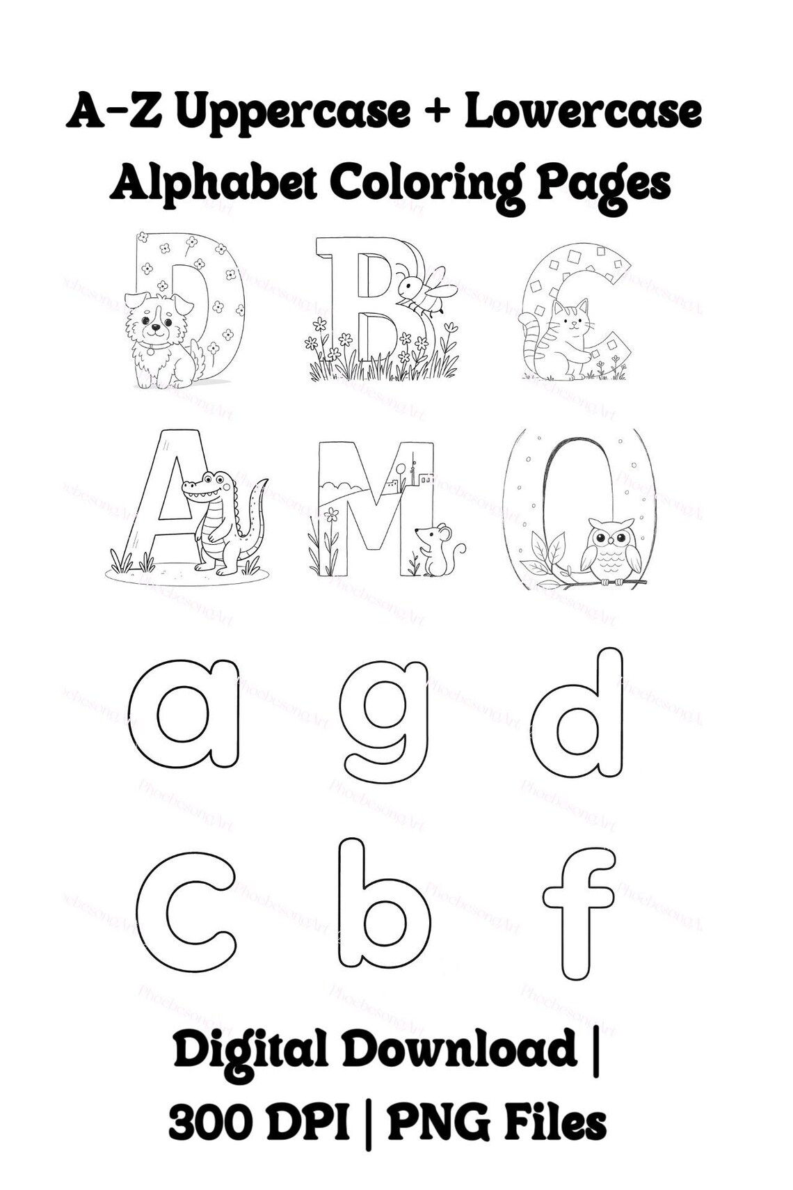 A–Z Uppercase & Lowercase Alphabet Coloring Pages | Preschool Printable ...