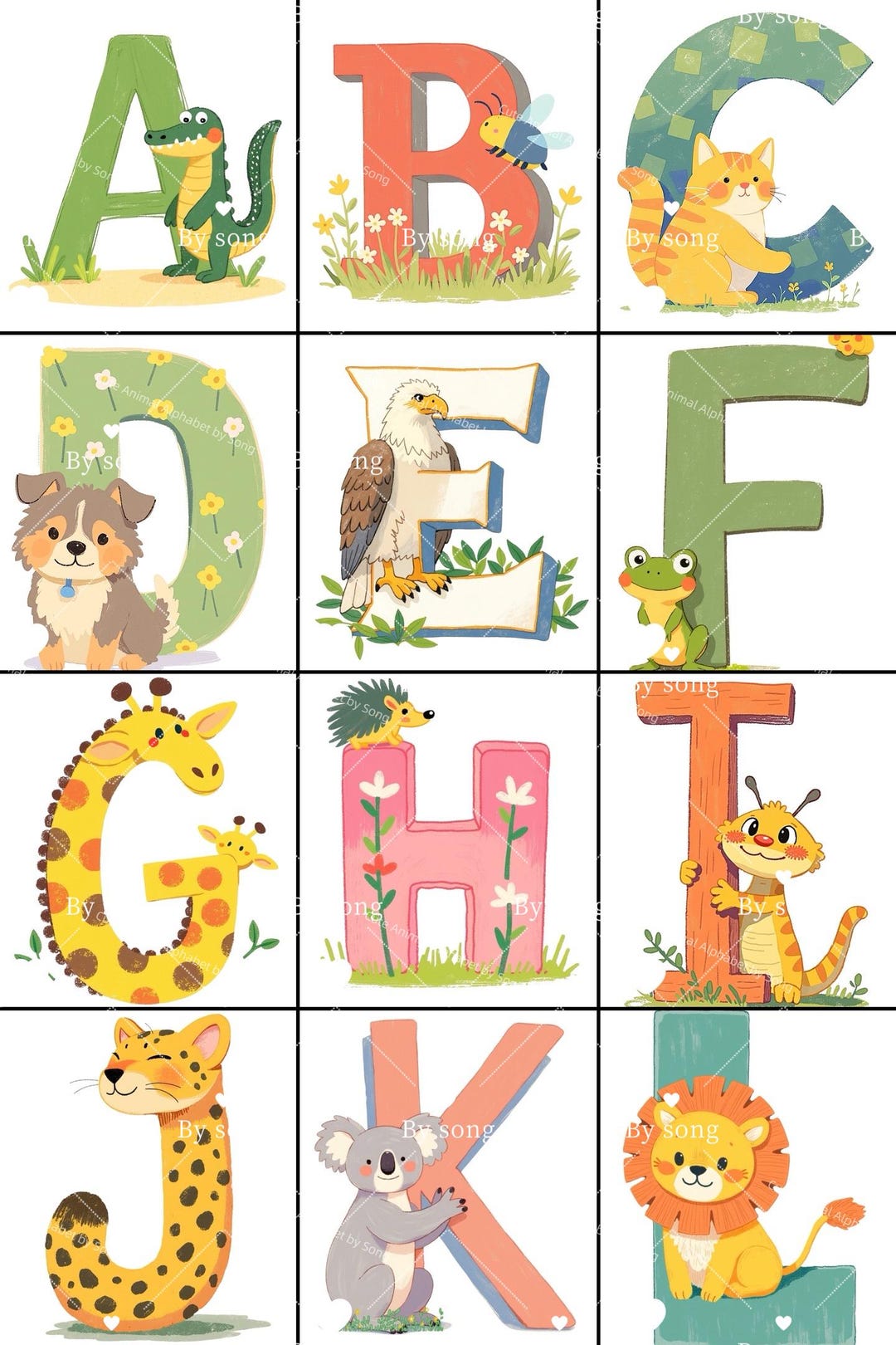 Watercolor Animal Alphabet Printable, ABC Nursery Wall Art, Baby Room ...