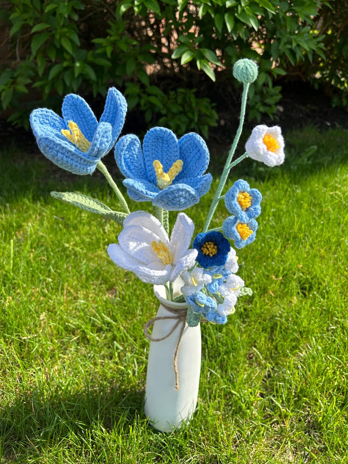 Crochet Flowers Bouquet Handmade, Finished Product, Tulip, Rose for ...