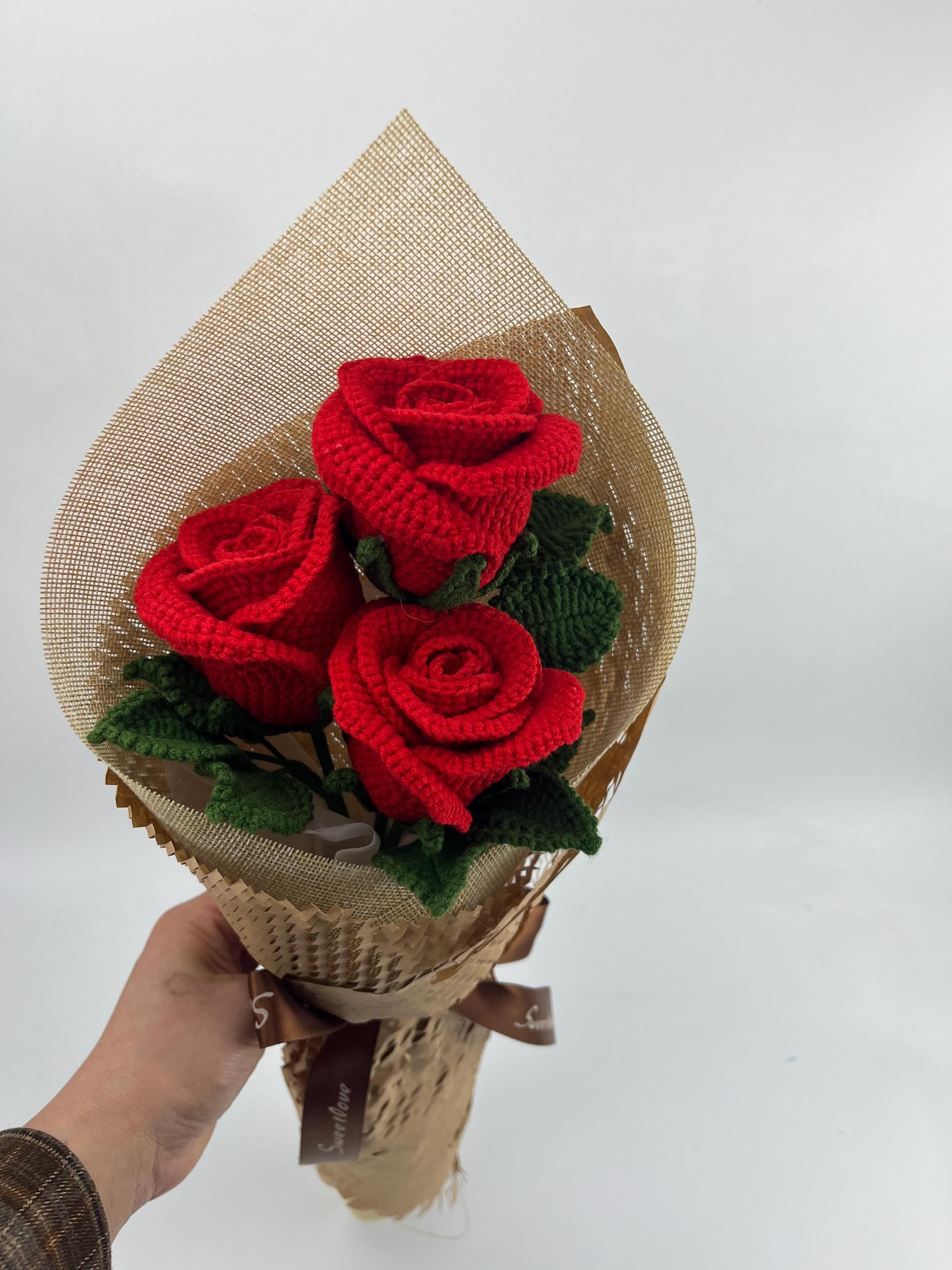 Crochet Flowers Bouquet Handmade, Finished Product, Rose, Rose for ...