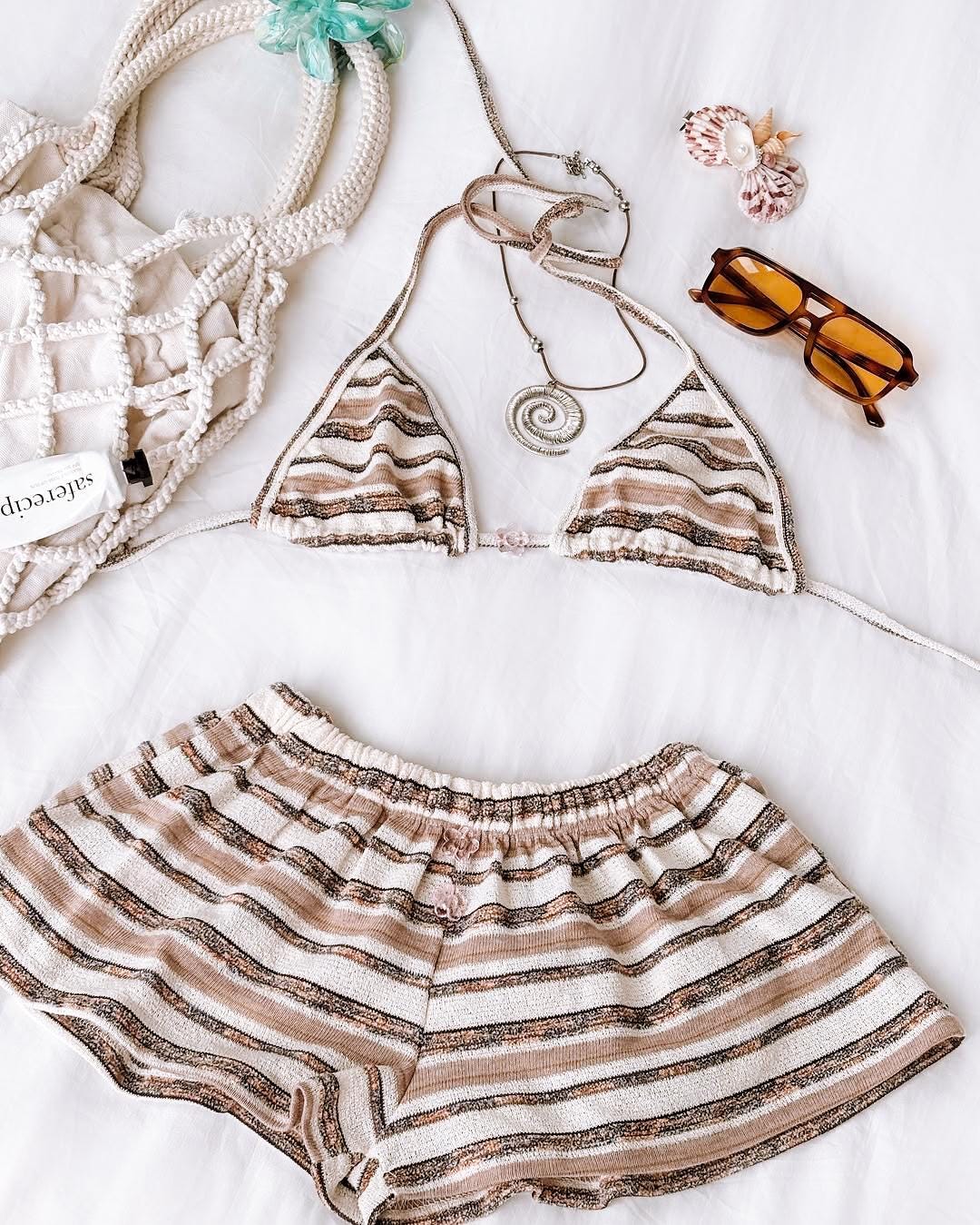 Bikini Set, Boho Bikini, Retro Bikini, Handmade Beachwear, Y2K Bohemian ...