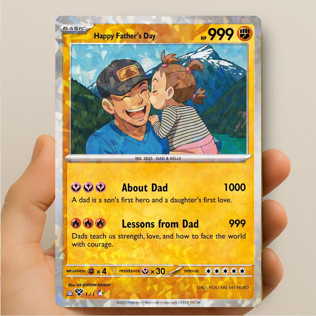Custom Father's Day Pokemon Card Gift for Dad - Unique Collectible ...