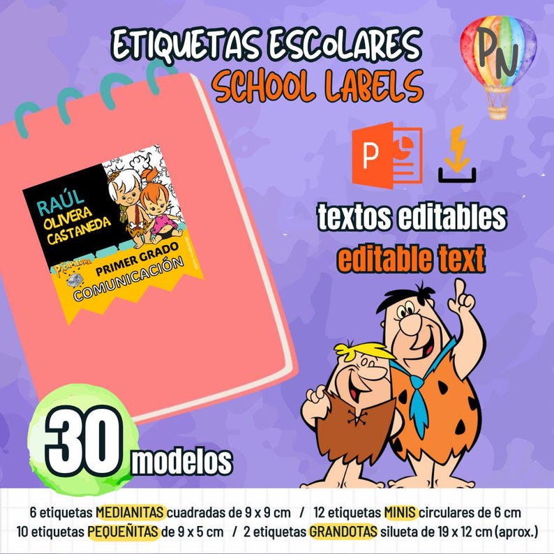 Editable, Personalized School Labels, the Flintstones, Stickers, Unique ...