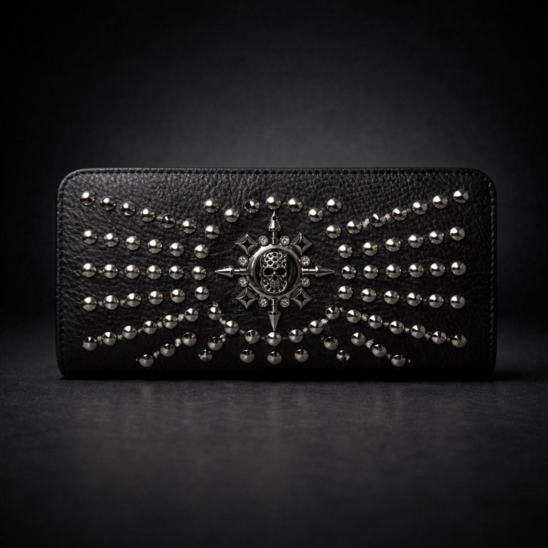 Gothic Skull Wallet Clutch in Vegan Leather, Studded Dark Statement ...
