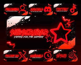 Profile Panel Pack - 19 Twitch and Kick Profile Panels - Neon Blue ...