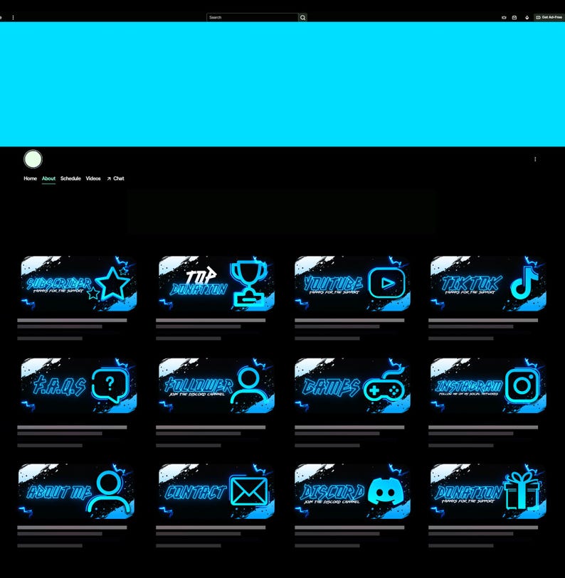 Profile Panel Pack - 19 Twitch and Kick Profile Panels - Neon Blue Style - Etsy