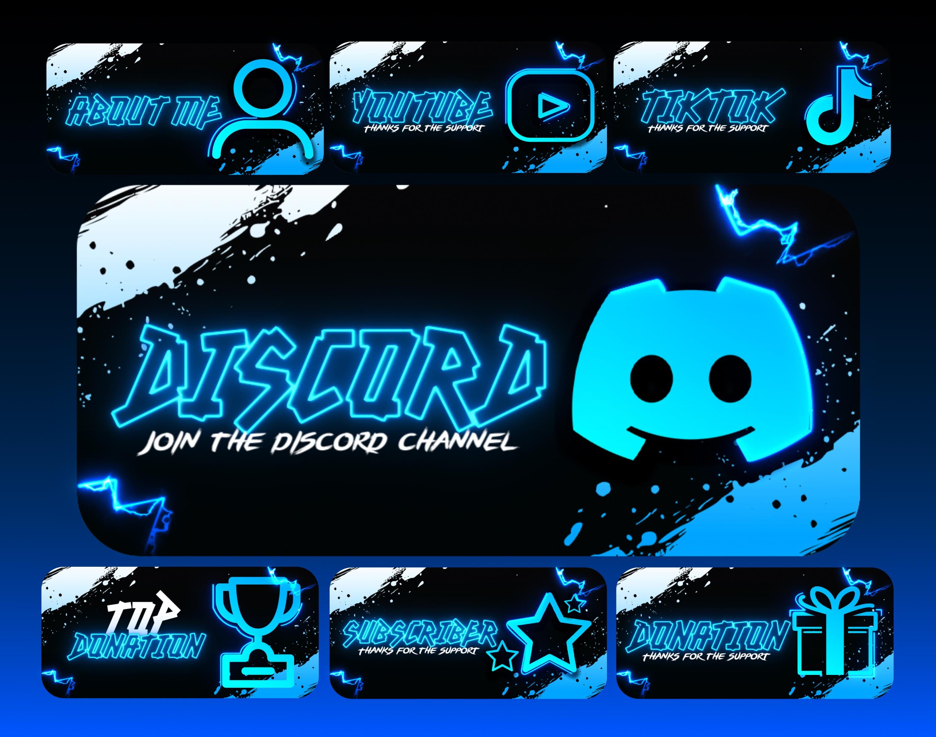 Profile Panel Pack - 19 Twitch and Kick Profile Panels - Neon Blue ...