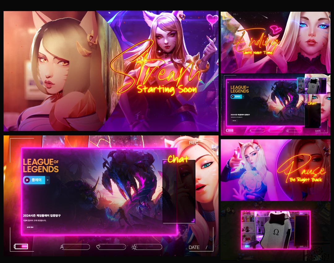 Ahri Animated Stream Overlays Complete Package Twitch And Kick