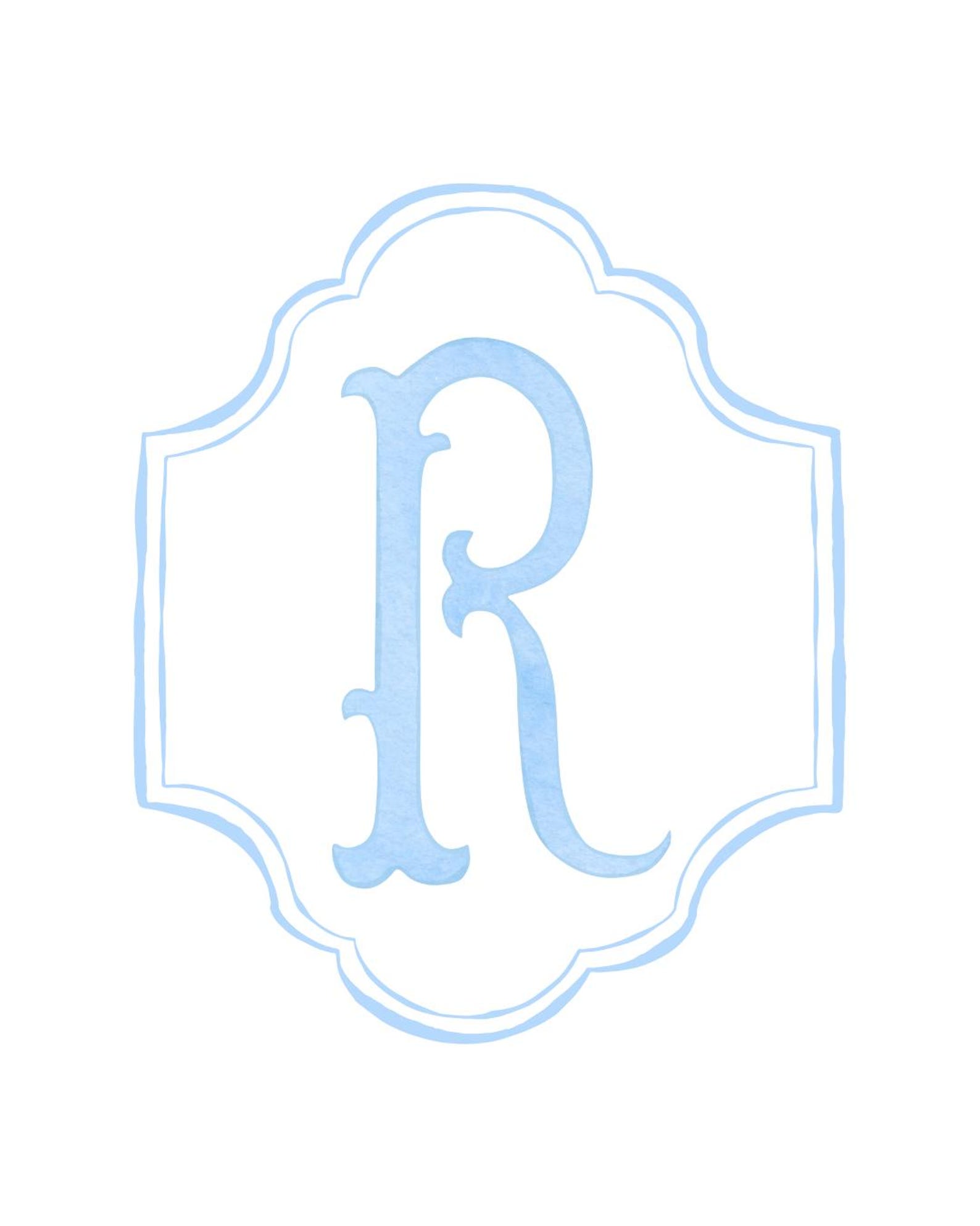 Water Color, Premade Crest + Initial - Etsy