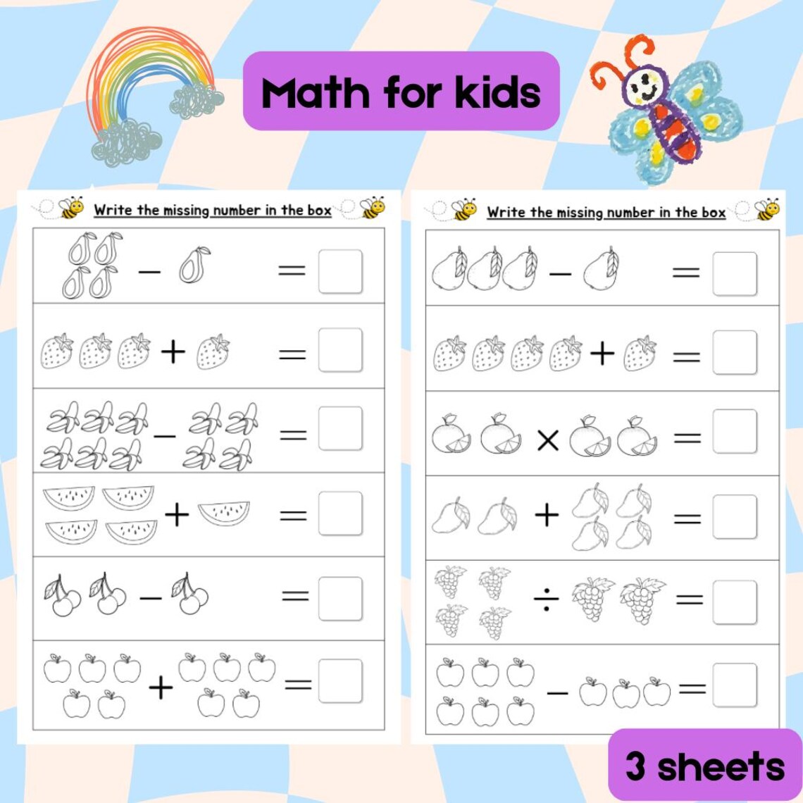 Kids Math Worksheets | Addition, Subtraction, Multiplication & Division ...