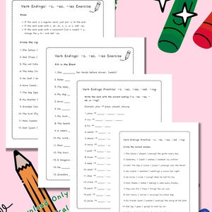 Grammar Practice for Kids (primary 2–4) / Verb Endings Worksheets: -s ...