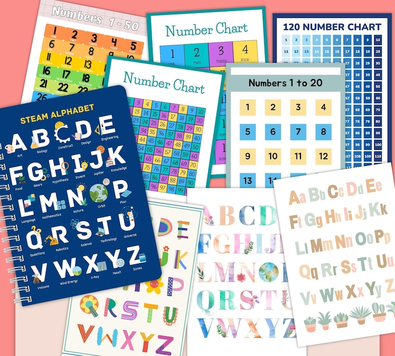 Number Chart, Alphabet Chart, Learning for Toddlers, Fun Learning for ...