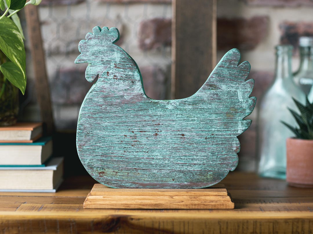 Handmade Wood Hen Chicken Home Decor – Rustic Distressed Farmhouse ...